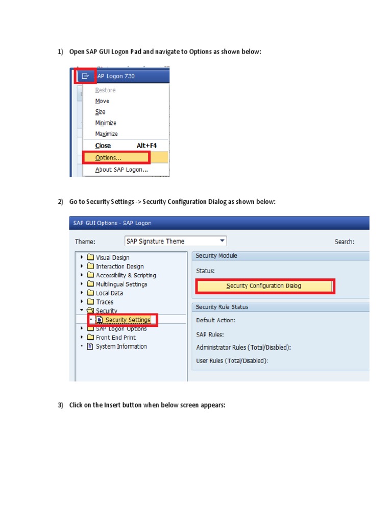 1) Open SAP GUI Logon Pad and Navigate To Options As Shown Below | PDF