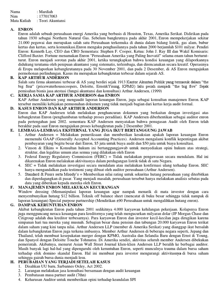 Ringkasan Kasus Enron | PDF