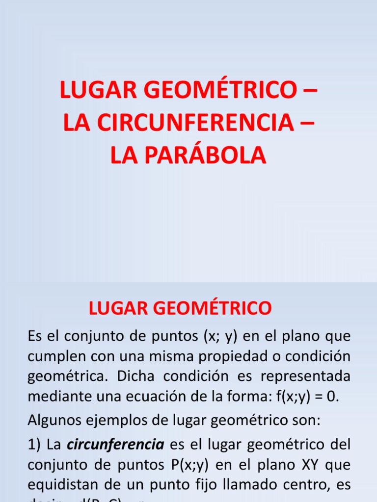Circunferencia y Parabola | PDF | Elipse | Geometria plana)