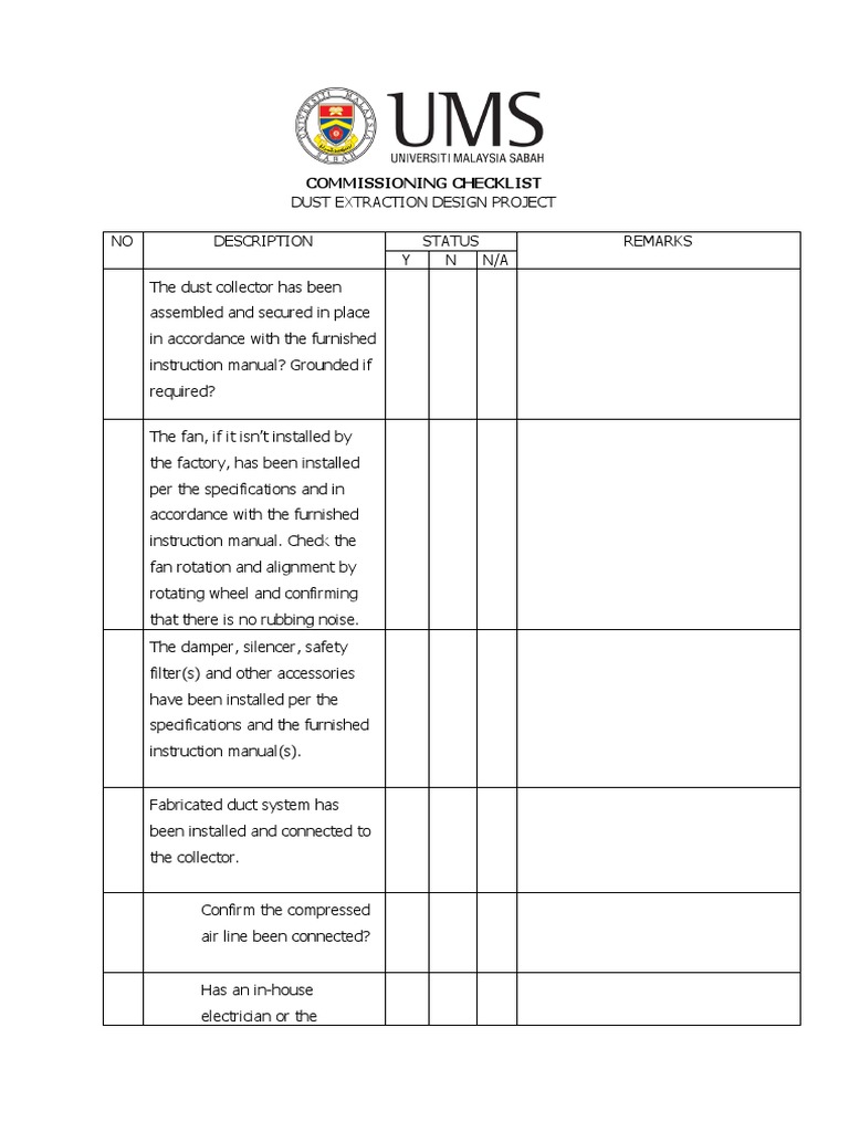 Att I - Commissioning Checklist | PDF