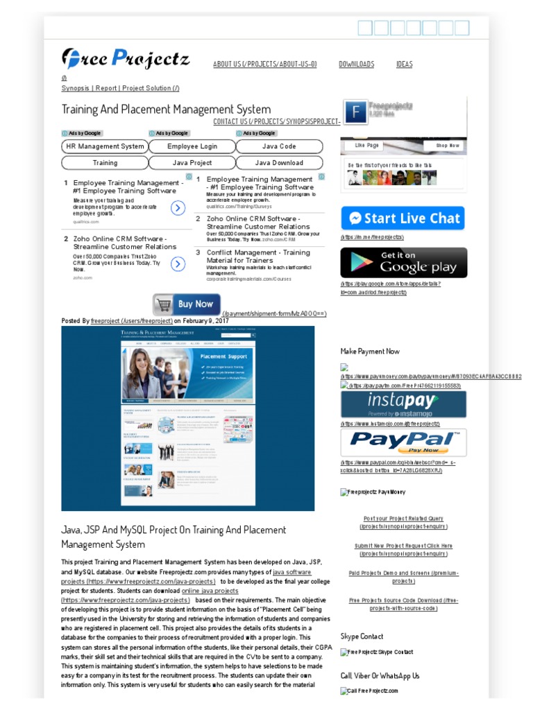 Java JSP and MySQL Project On Training and Placement Management System | PDF | Java Server Pages ...