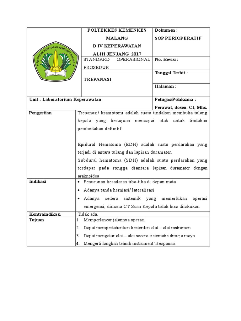 Sop Trepanasi | PDF