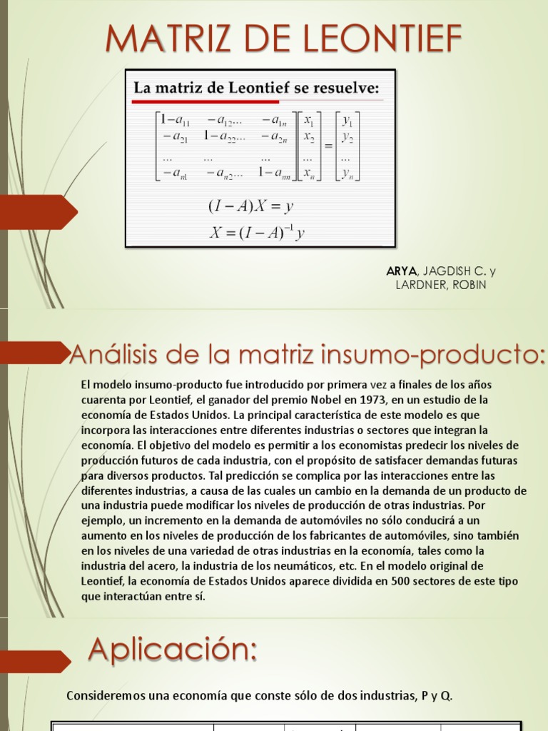 Matriz de Leontief | PDF | Matriz (Matemáticas) | Ciencias económicas