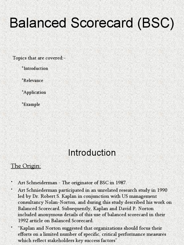 Balanced Scorecard | PDF | Cognition | Business