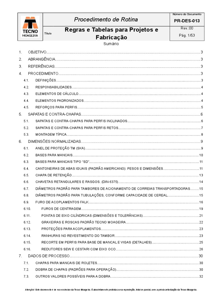 Regras e Tabelas para Projetos e Fabricação | PDF | Engenharia | Science