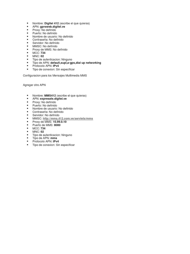 Configuracion APN Digitel | PDF | Informática