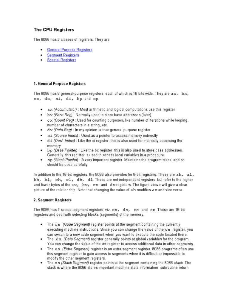 Registers | PDF | Subroutine | Computer Memory