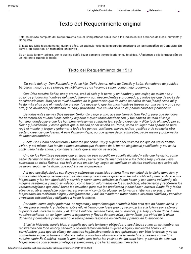 Requerimiento 1513 | PDF | Papa | Monarca
