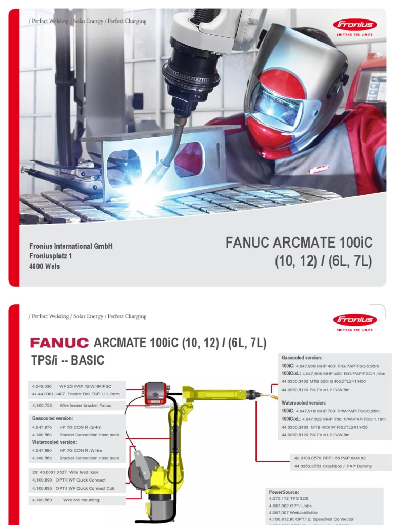 Specification Sheet for Fronius International GmbH FANUC ARCMATE 100iC ...