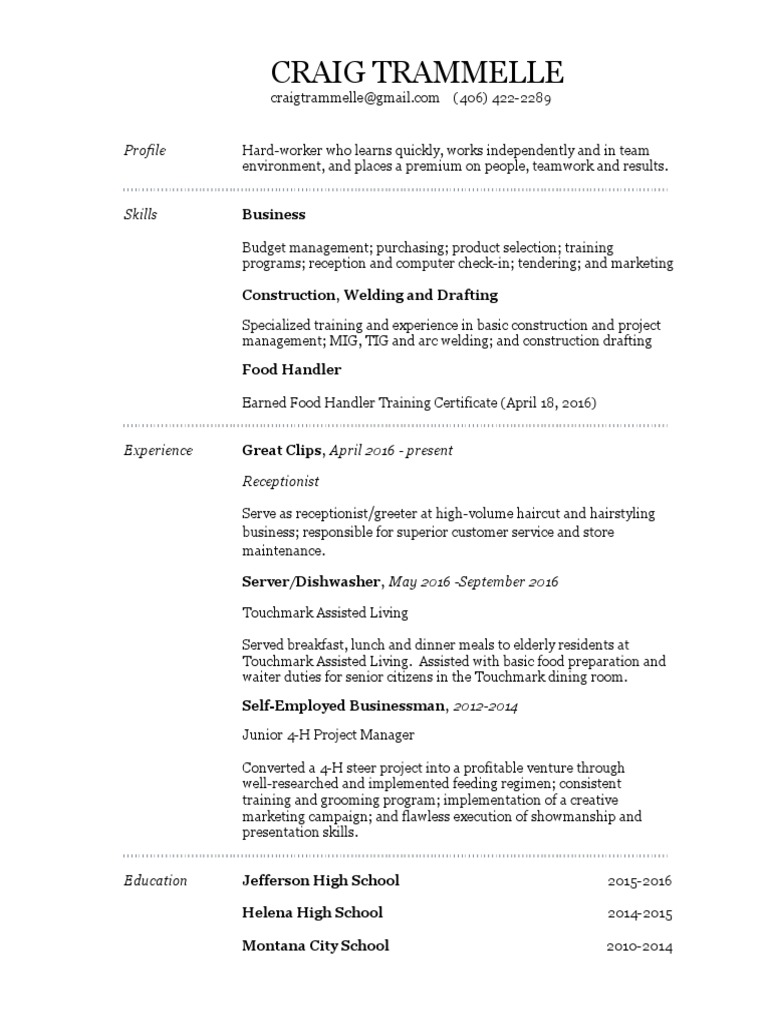 Craig Trammelles Resume 1 | PDF | Business | Finance & Money Management