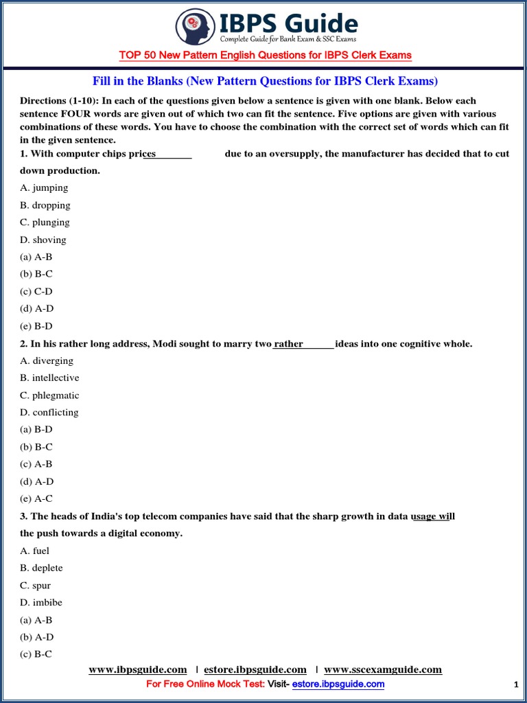 IBPS Clerk English Question Patterns | PDF | Plural | Grammatical Number