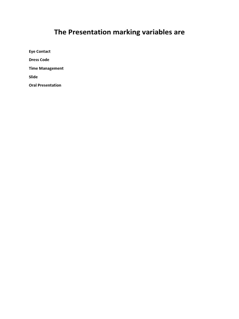 The Presentation Marking Variables | PDF