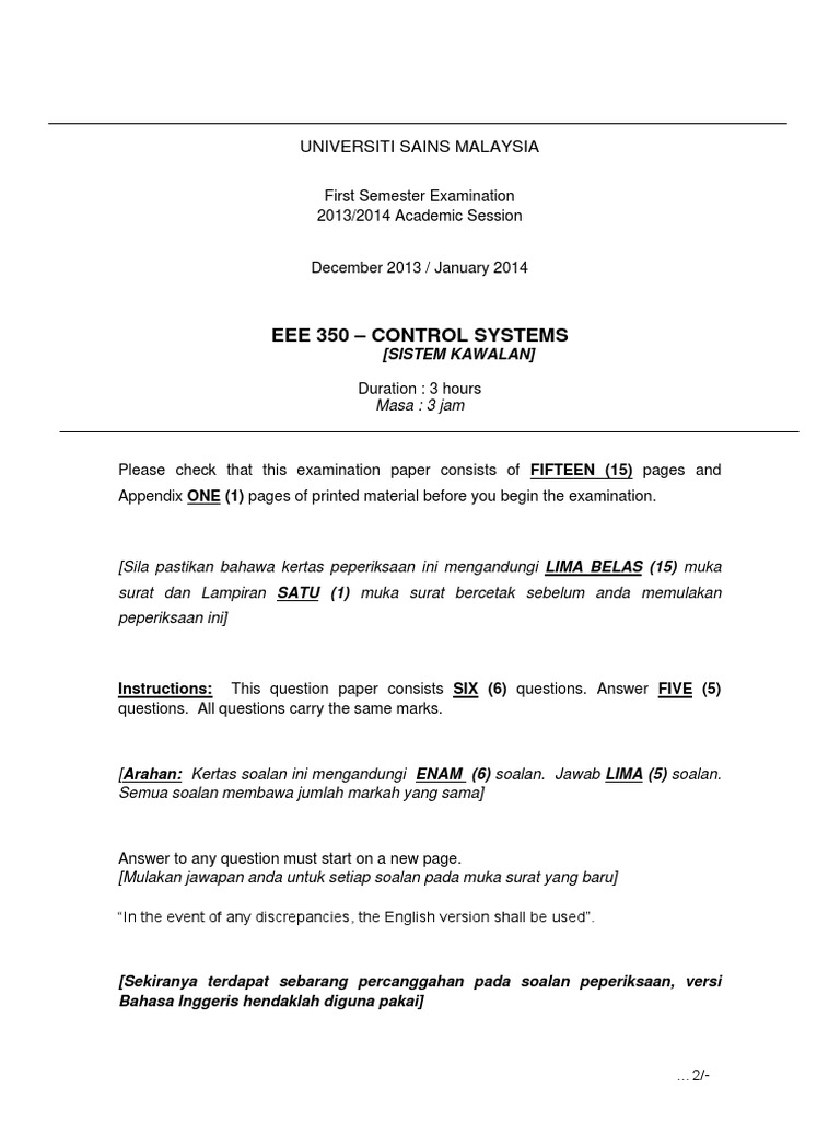 EEE 350 Exam: Control Systems Overview | PDF | Control Theory ...