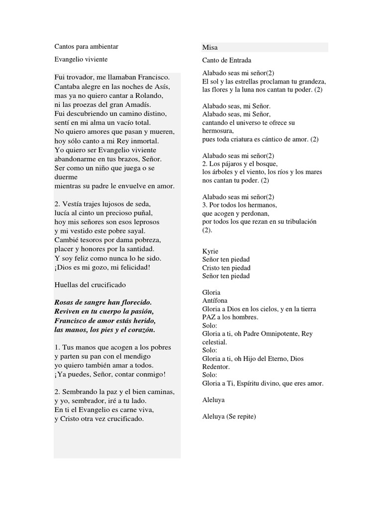 Cantos para Misa | PDF | Misa (liturgia) | Cristo (título)
