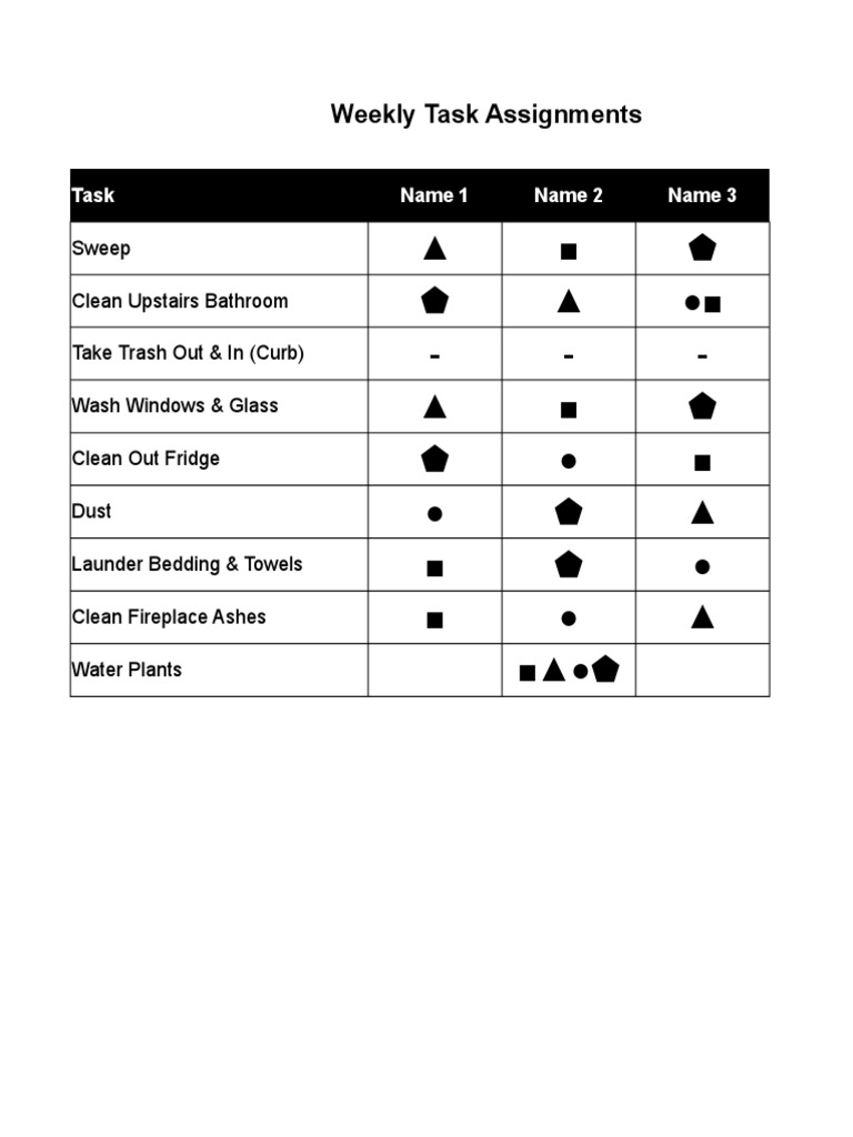 Task/Chore Chart Template | PDF