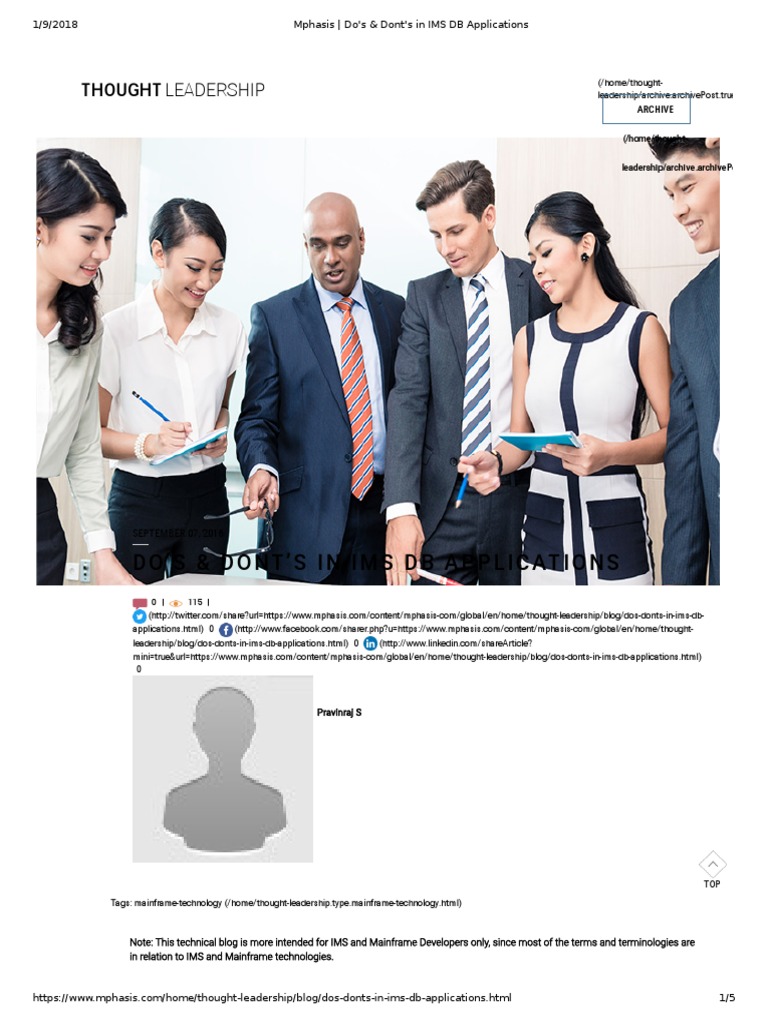 Mphasis Dos And Donts In Ims Db Applications Pdf Parameter Computer Programming