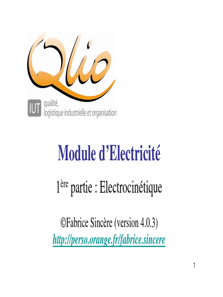 Cours Electricite Regime Continu PDF | PDF | Dipôle électrique ...