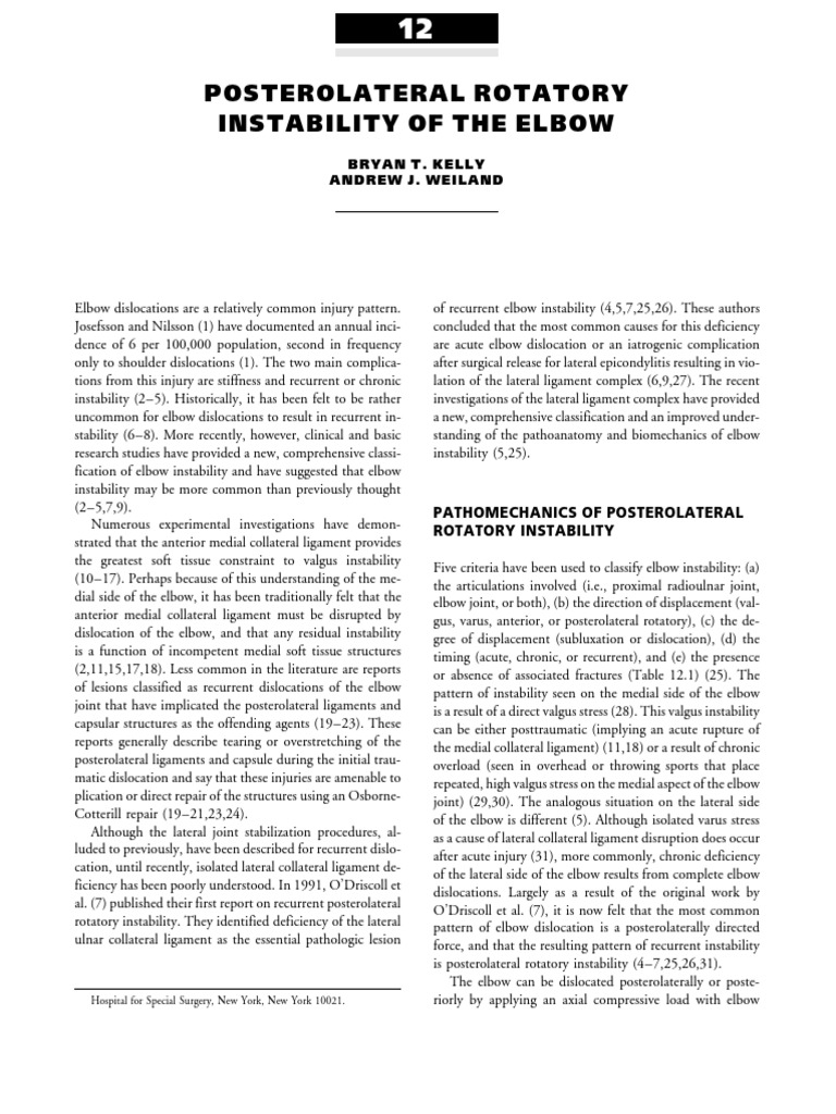Posterolateral Rotatory Instability of The Elbow | PDF | Elbow ...