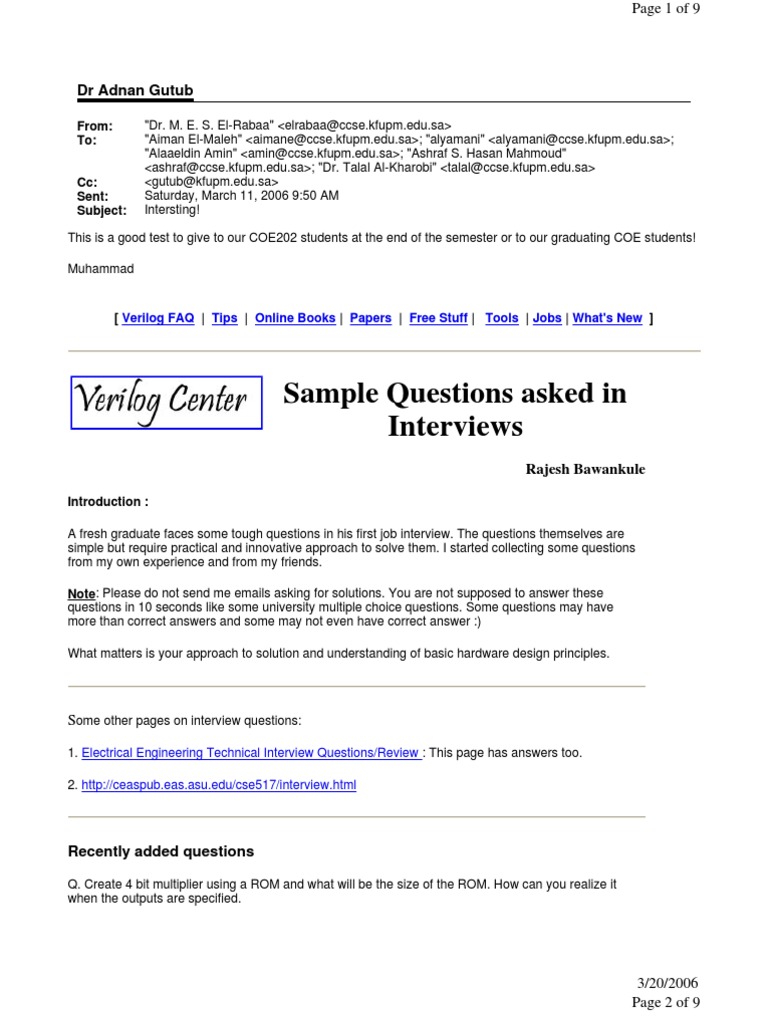 Interview Questions-Digital Design | PDF | Computers