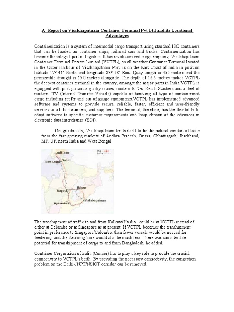 VCTPL Report | PDF | Containerization | Cargo