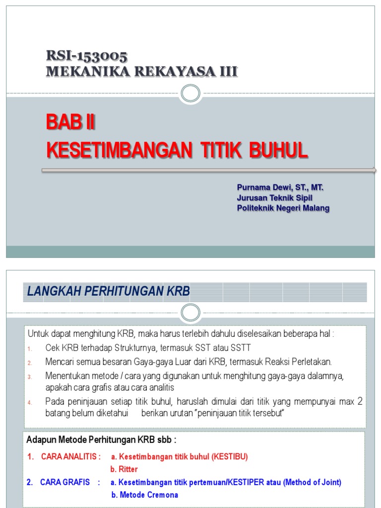 Kesetimbangan Titik Buhul | PDF