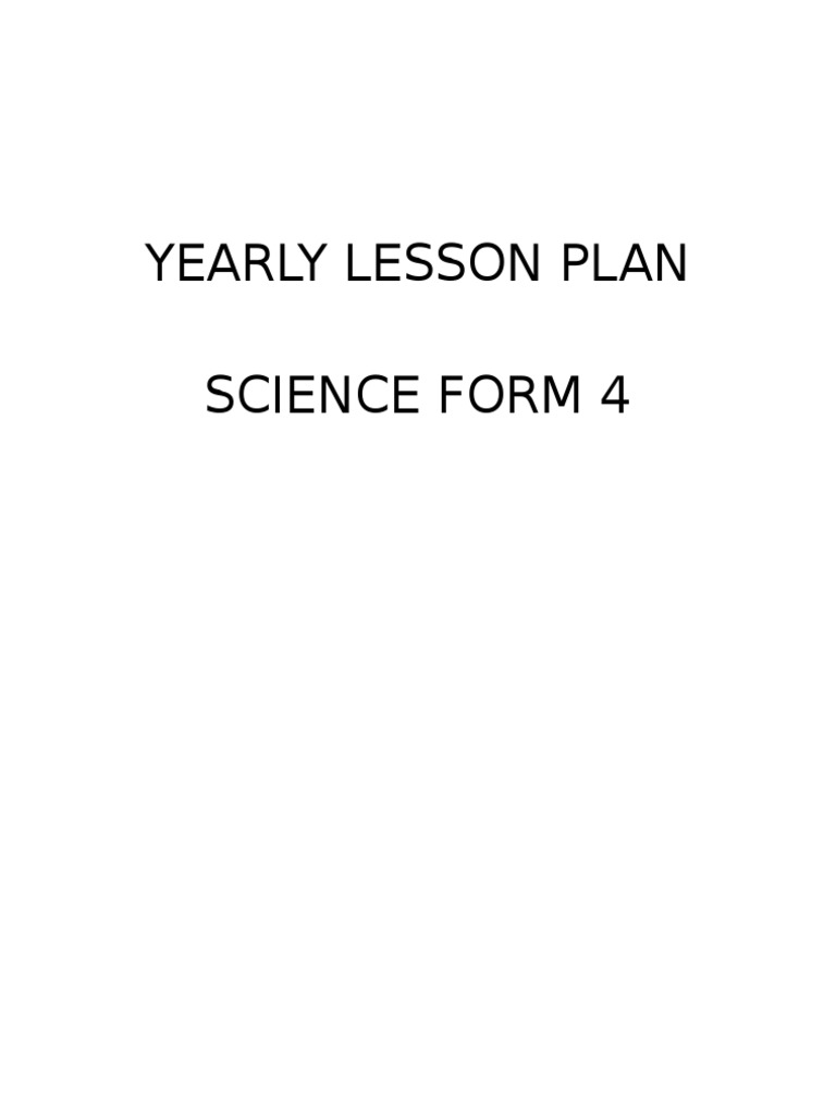 Yearly Lesson Plan Science Form 4 | PDF | Atoms | Matter