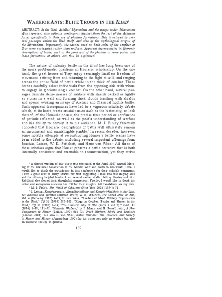 Warrior Ants, Elite Troops in The Iliad | PDF | Iliad | Demigods Of ...