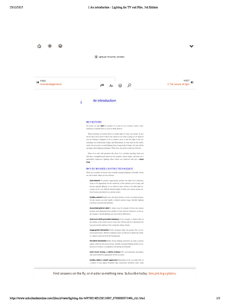 An Introduction - Lighting For TV and Film | PDF | Shadow | Lighting
