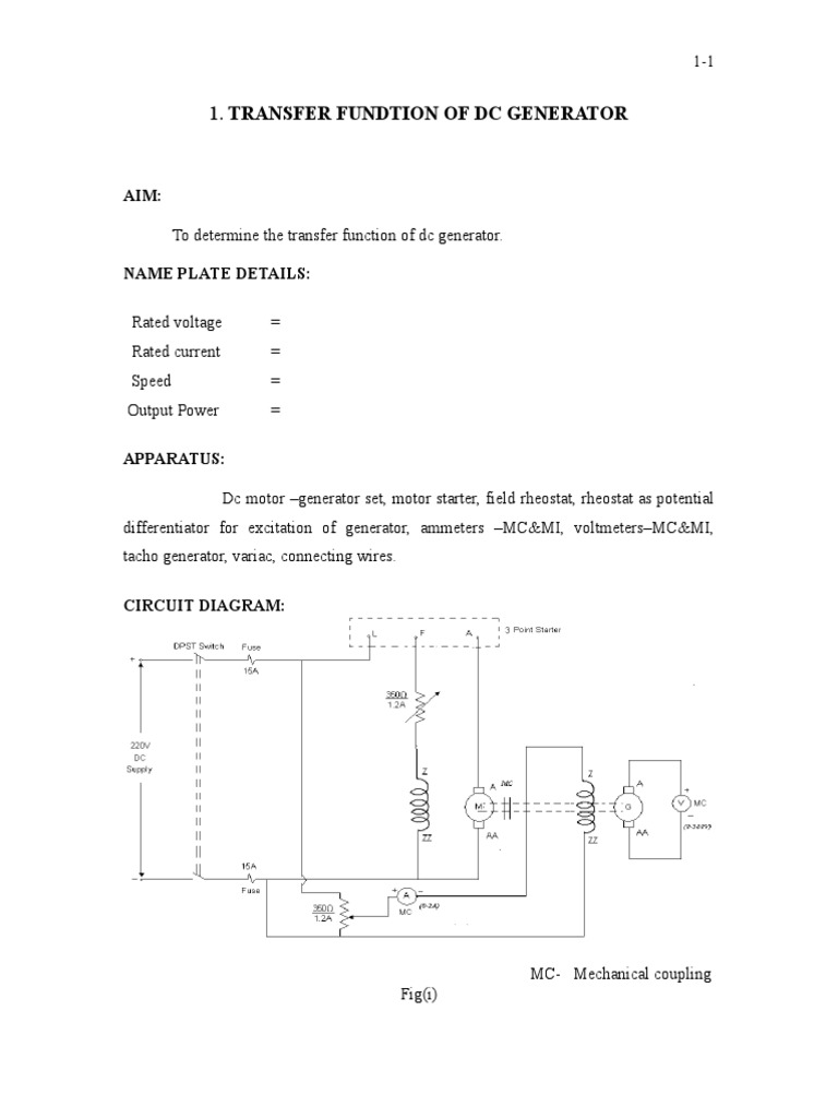 Transfer Fundtion of DC Generator | PDF | Electric Generator ...