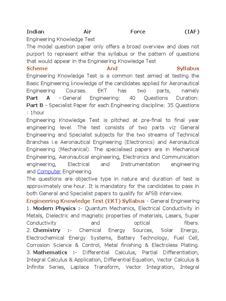 Indian Air Force (IAF) : Scheme and Syllabus | PDF | Electronic ...