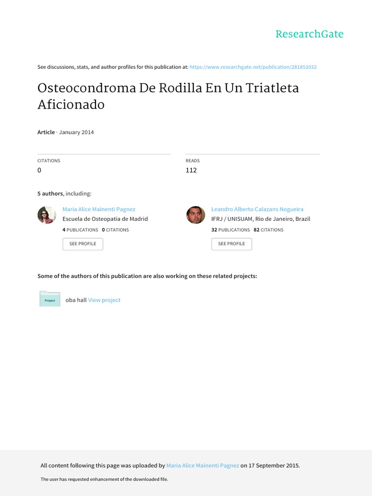 Osteocondroma de Rodilla en Un Triatleta Aficionado | PDF | Rodilla ...