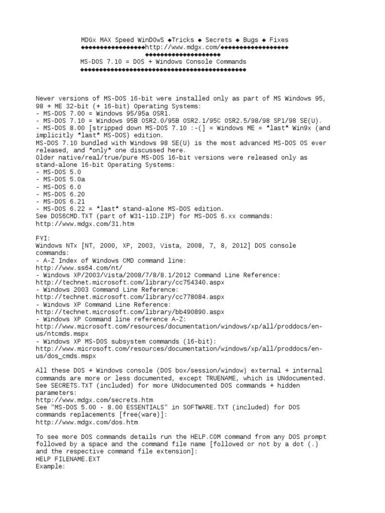 DOS7CMD | PDF | Dos | Command Line Interface
