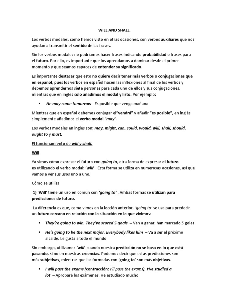 Will and Shall | PDF | Verbo | Lingüística