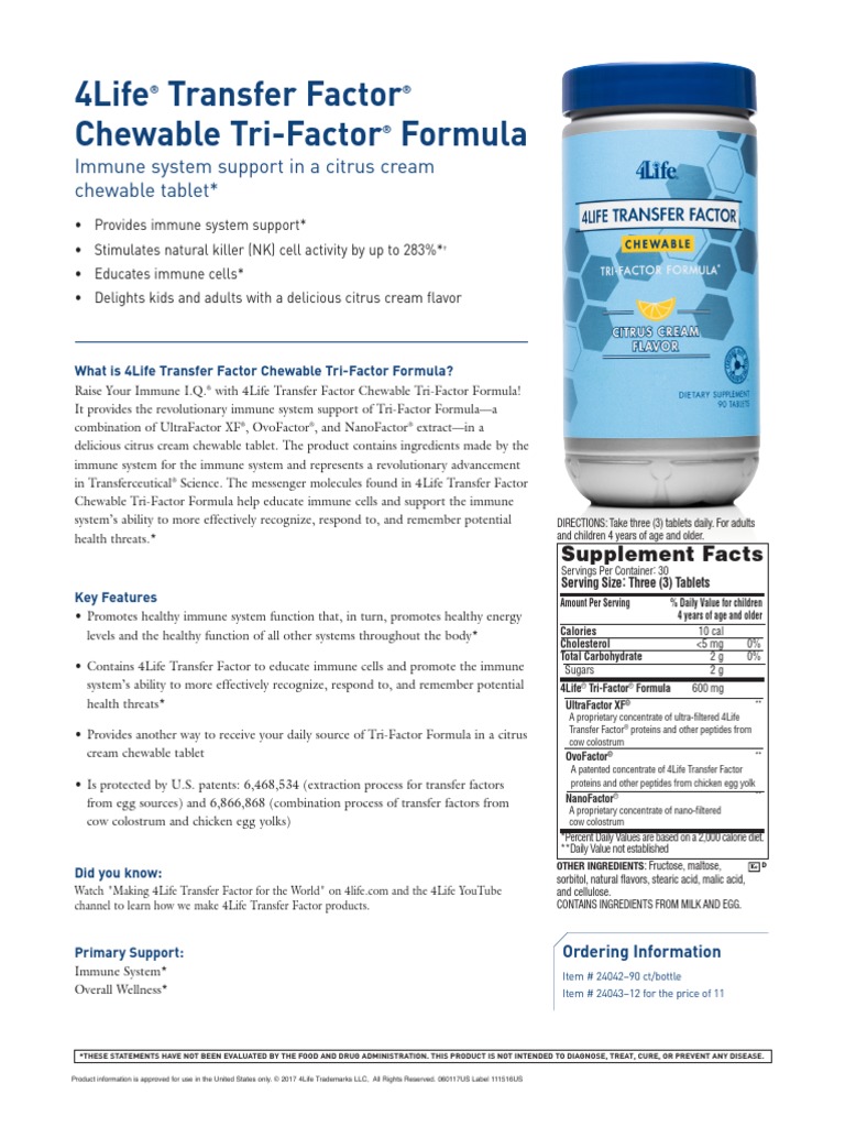 4life Transfer Factor Chewable (1) | Interleukin 2 | Immune System ...