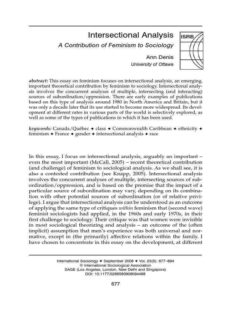 Intersectional Analysis A Contribution of Feminism To Sociology | PDF ...