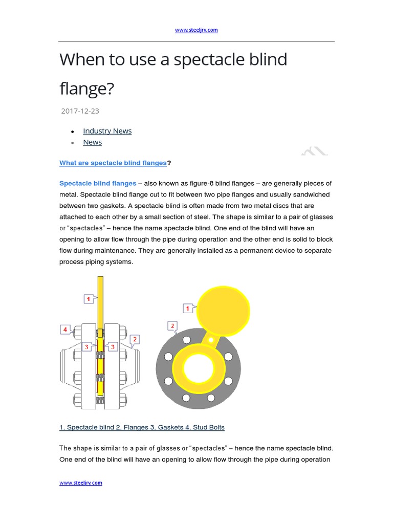Understanding Spectacle Blind Flanges | PDF | Pipe (Fluid Conveyance ...