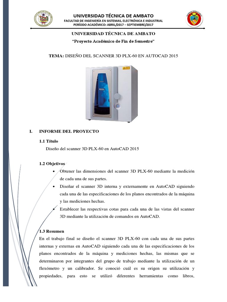 Diseño Del Scanner 3d Plx-60 en Autocad 2015 | PDF | Dibujo | Cad ...