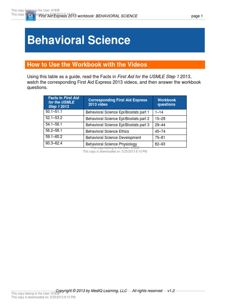 Behavioral Science: How To Use The Workbook With The Videos | PDF ...