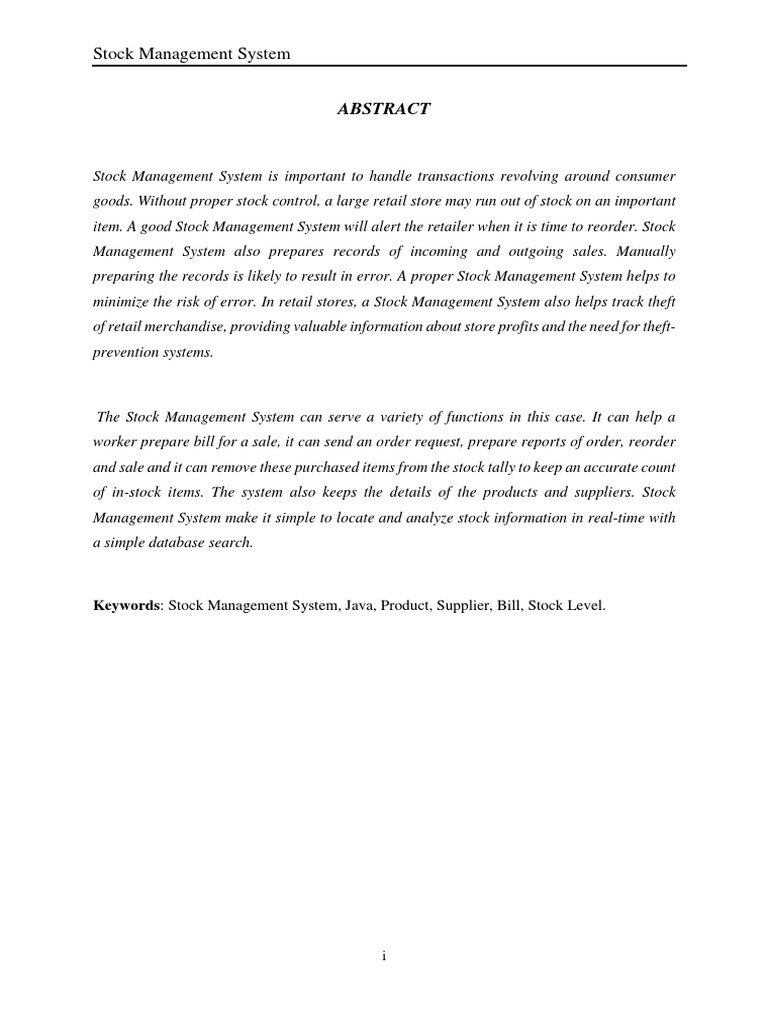 Stock Management Final Report | PDF | Databases | Class (Computer Programming)