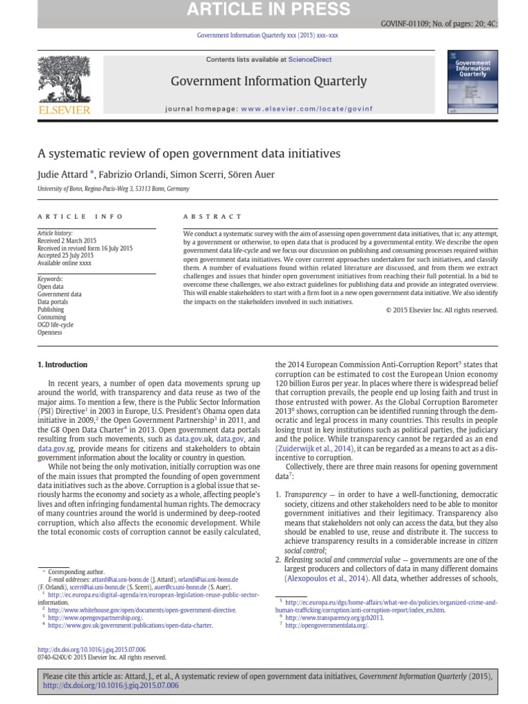 Government Information Quarterly: Judie Attard, Fabrizio Orlandi, Simon ...