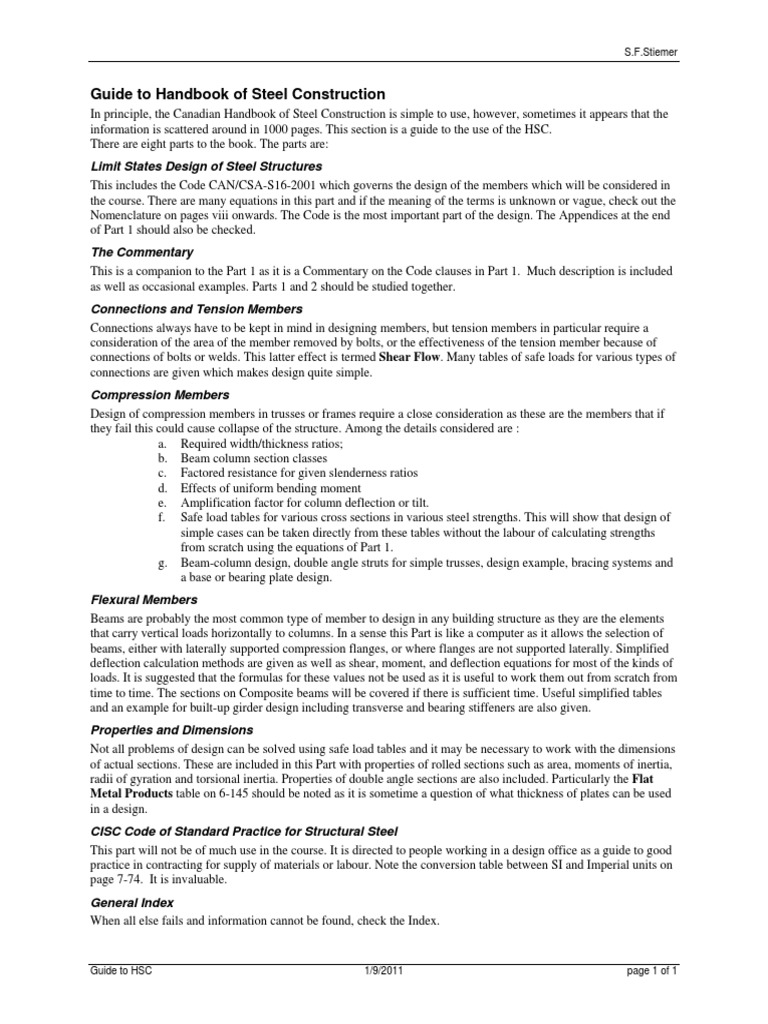 Guide To Handbook of Steel Construction | Download Free PDF | Beam ...