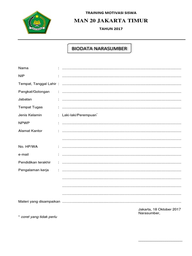 Biodata Narsum | PDF