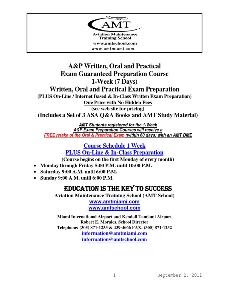 Amt School 1-Week A P Guaranteed Written Oral Practical Exam ...