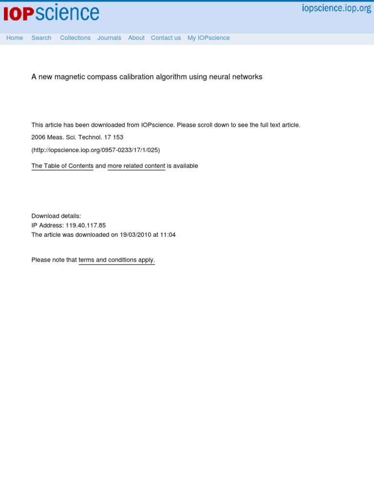 A New Magnetic Compass Calibration Algorithm Using Neural Networks ...