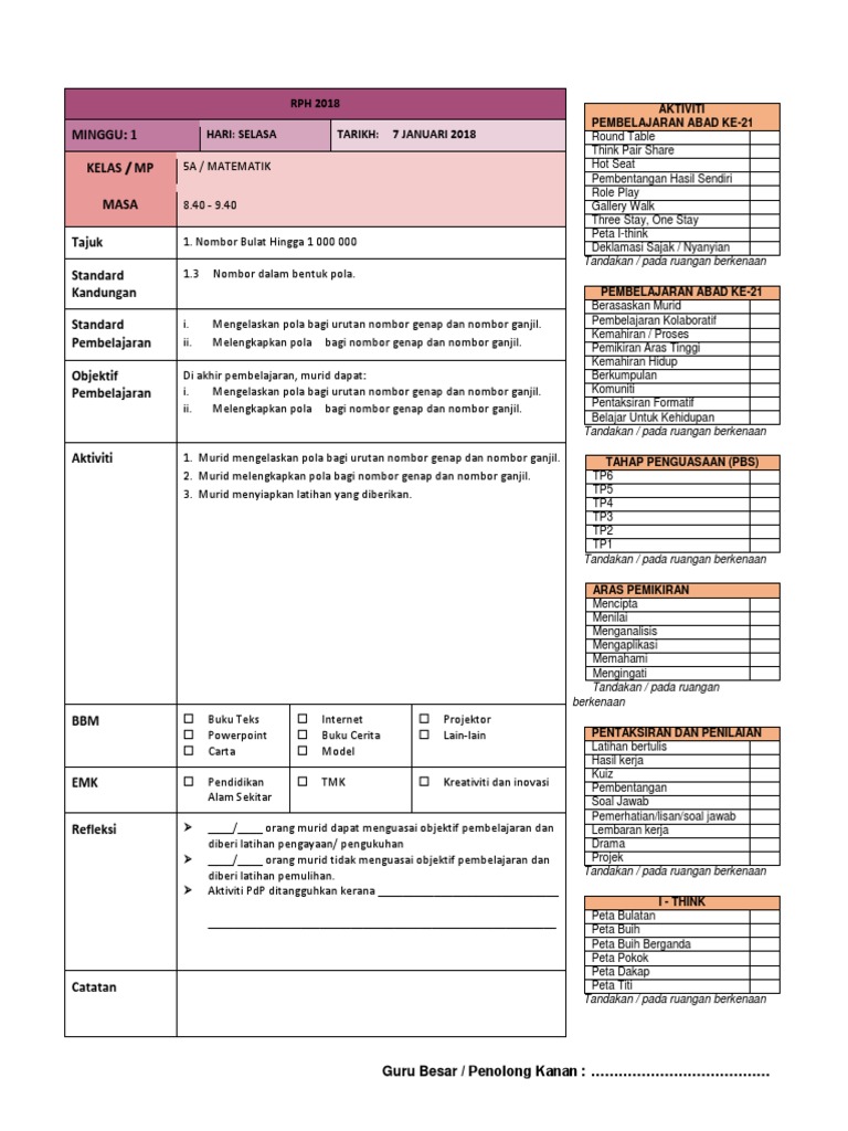 Contoh Template RPH | PDF
