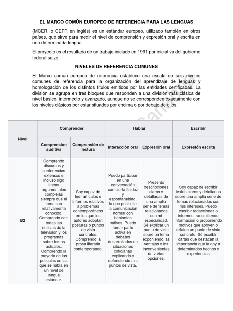 El Marco Común Europeo de Referencia Para Las Lenguas | PDF | Lengua ...