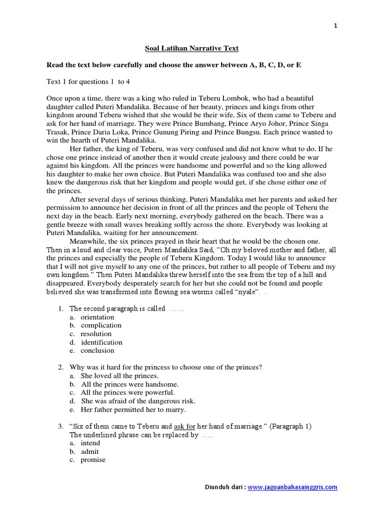 Soal Exercise Narrative Text | PDF | Cinderella