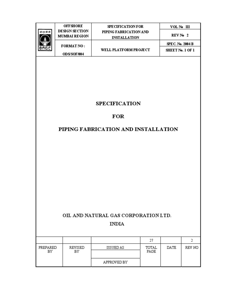 Piping Standard and Specification | PDF | Pipe (Fluid Conveyance ...