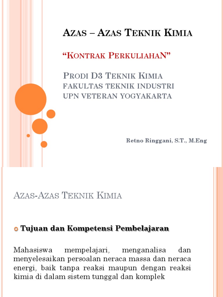 Pertemuan 1 - Azas - Azas Teknik Kimia | PDF