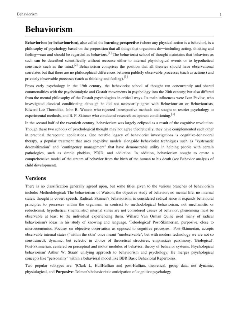 Behaviorism | PDF | Behaviorism | Emergence